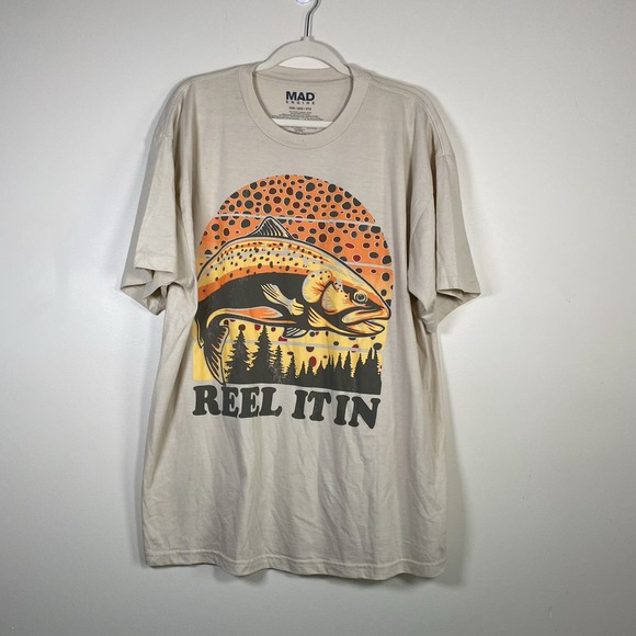 MAD Engine | Shirts | Mad Engine Graphic Mens Beige Tshirt 2xb Reel It ...
